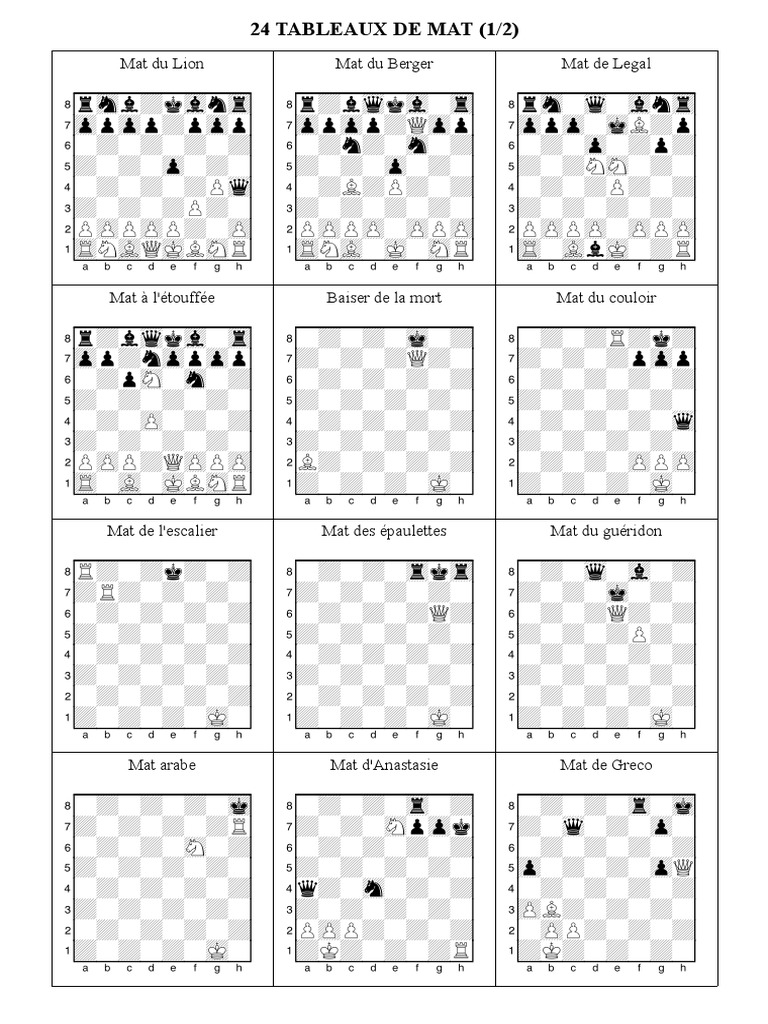 24 Tableaux de Mat | PDF | Échecs | Jeu de stratégie combinatoire abstrait