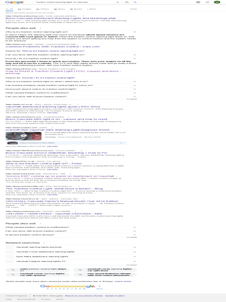 Understanding the Traction Control Warning Light in a Buick Cascada: Causes and Solutions | PDF ...
