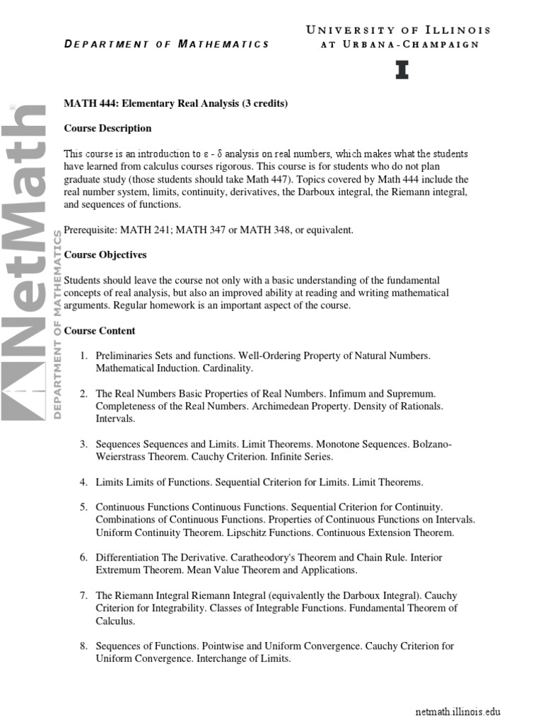 Elementary Real Analysis - University of Illinois | PDF | Real Analysis ...