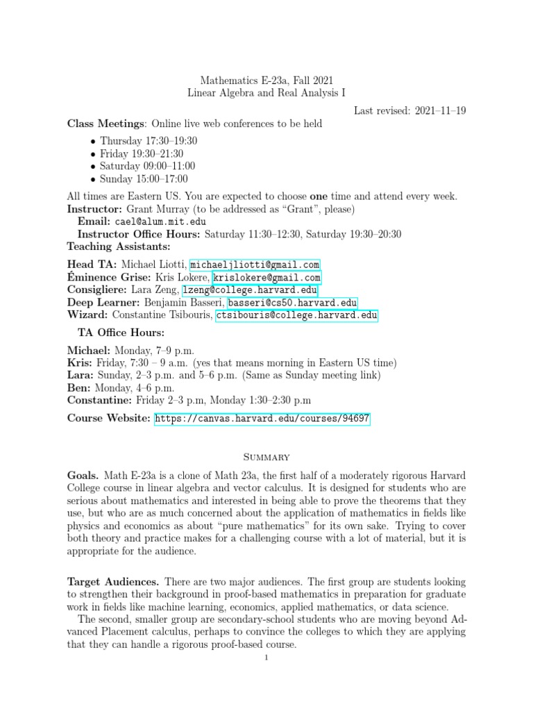 Linear Algebra and Real Analysis I-2021 | PDF | Mathematics | Derivative