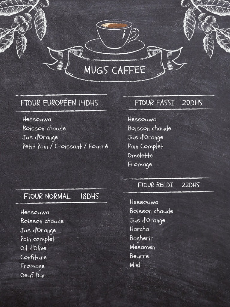 Dark Rustic Chalkboard Texture Cafe Menu | PDF | Livres de cuisine ...