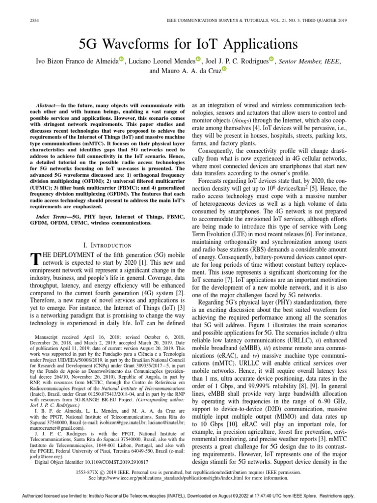 5G Waveforms for IoT Connectivity | PDF | Orthogonal Frequency Division ...