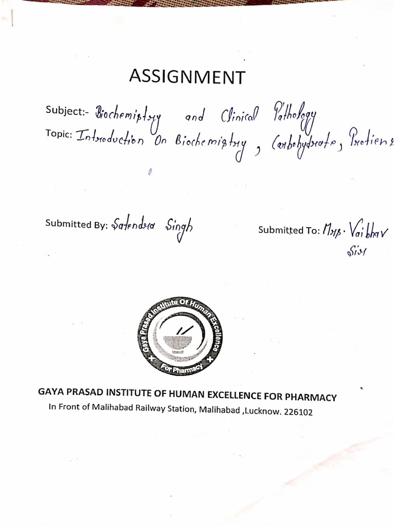 Biochemistry and Clinical Pathology Assignment No.1 | PDF