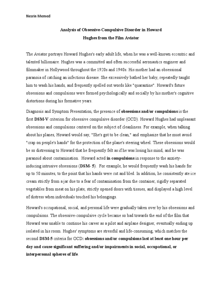 Analysis of Howard Hughes' OCD in The Aviator | PDF | Obsessive ...