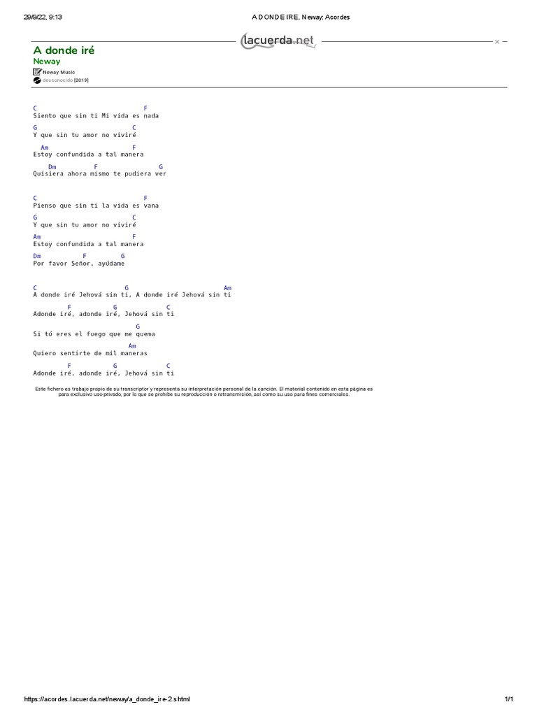 A Donde Ire, Neway - Acordes | PDF