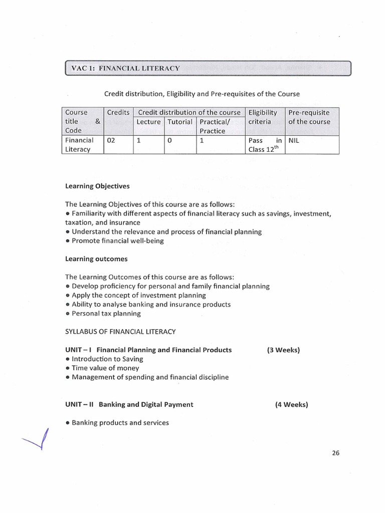 Financial Literacy Syllabus | Download Free PDF | Financial Literacy ...