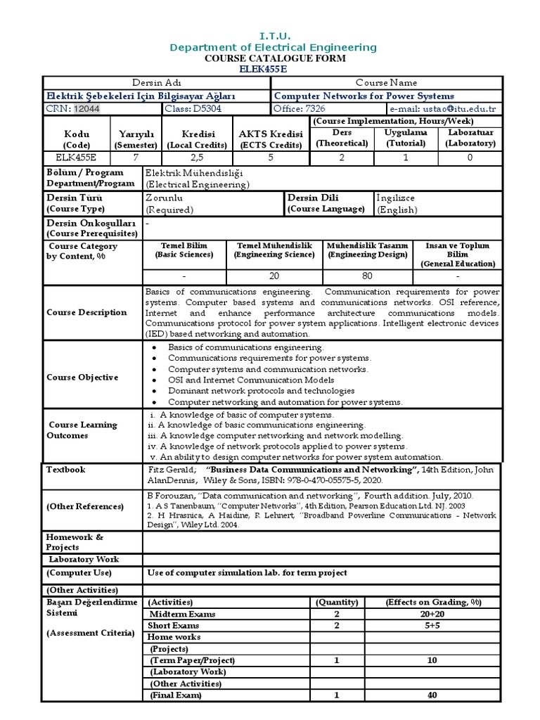 Computer Networks for Power Systems Course | PDF | Computer Network ...