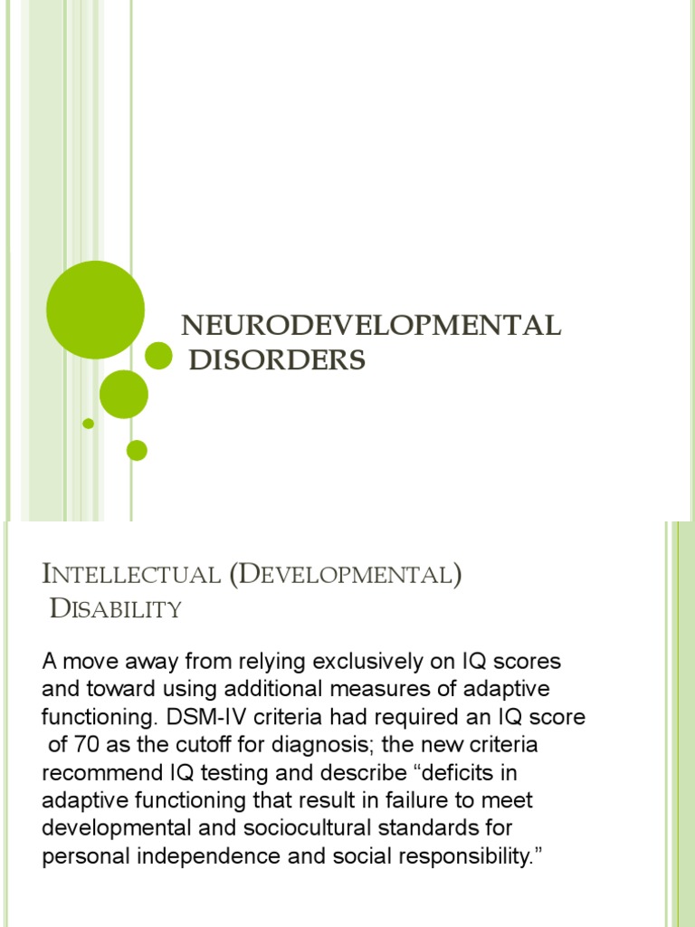 Lecture 4 - Neurodevelopmental Disorders | PDF | Mental Disorder | Intellectual Disability
