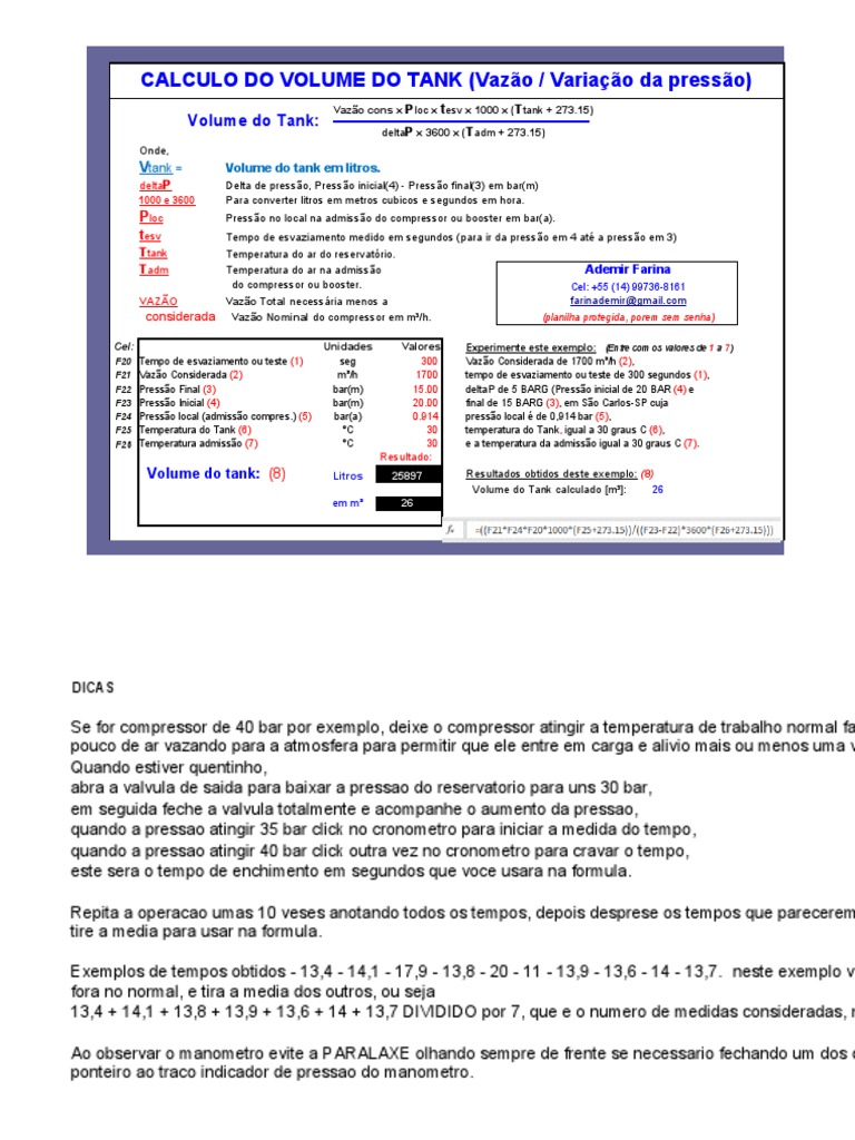 13 - Calculo de Tank, Vazão Por Delta P | PDF | Pressão | Descarga (hidrologia)