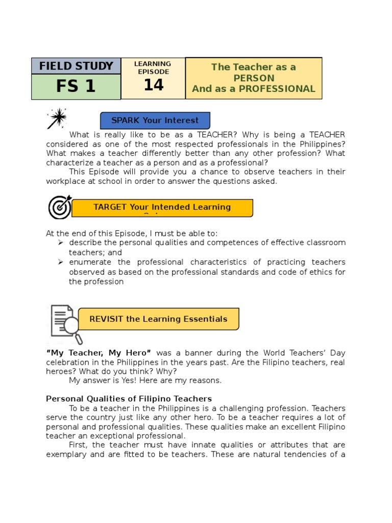 fs1 Episode 14 | PDF | Teachers | Teaching Method