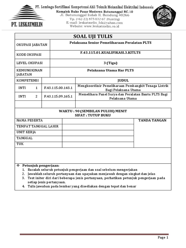 Soal Plts Har Level 3 Final | PDF