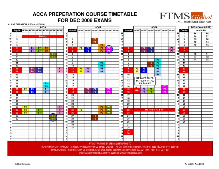 ACCA Course Timetable Dec 2008 | PDF | Disabled Sports | Vietnam