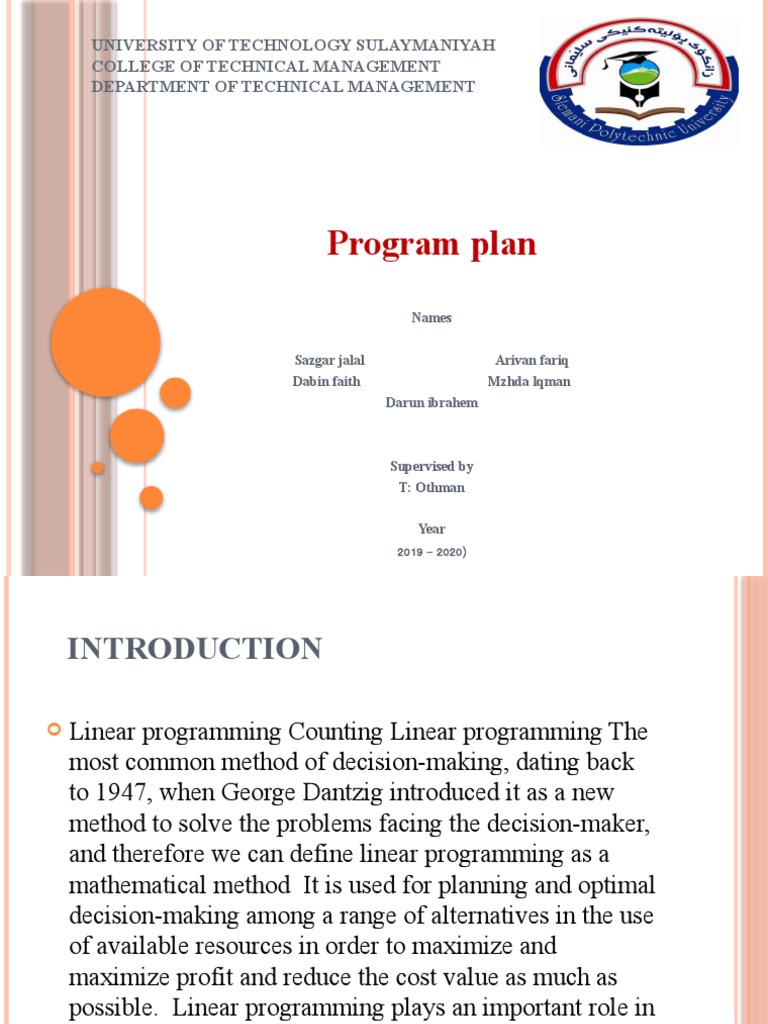 Program Plan | PDF | Linear Programming | Mathematical Optimization