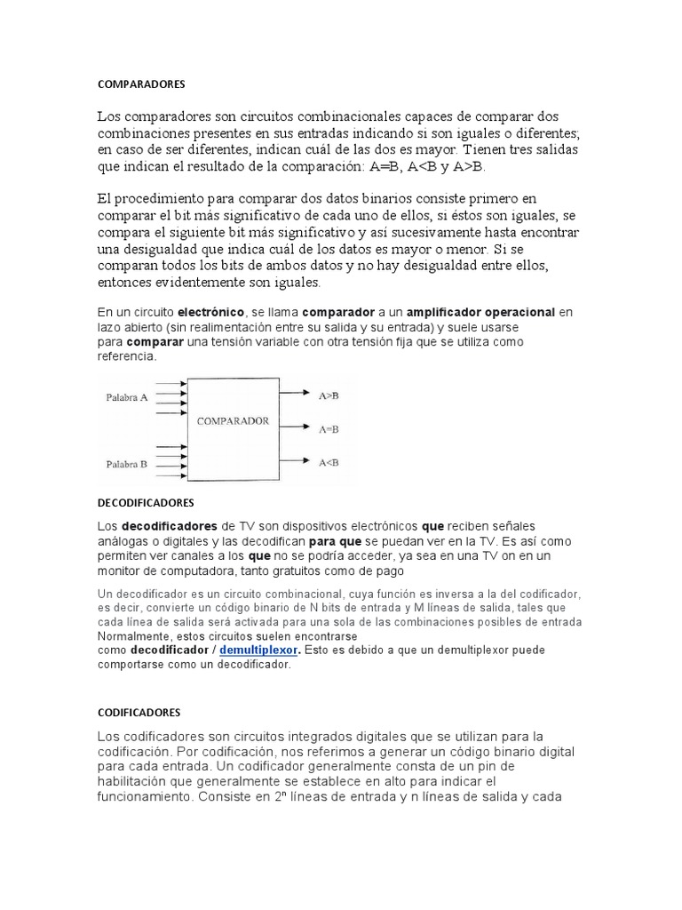 COMPARADORES | PDF | Circuitos electrónicos | Informática