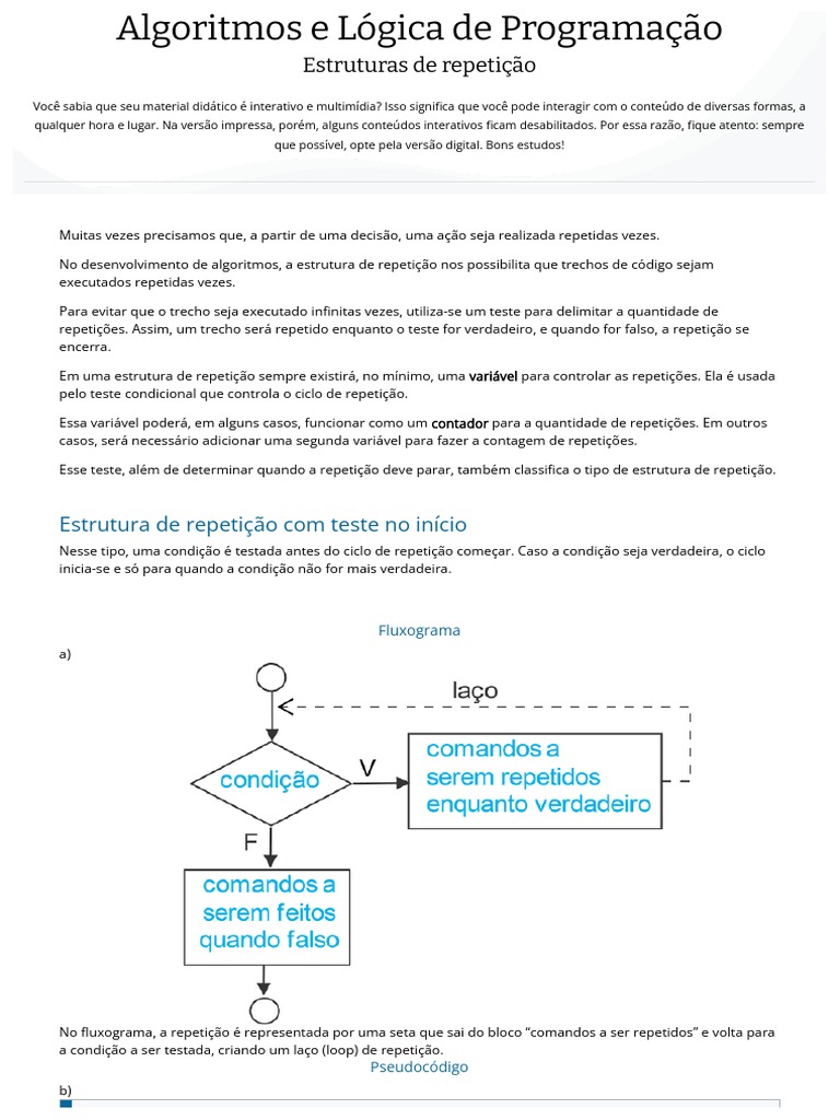 Para Prova | PDF | Algoritmos | Controle de fluxo