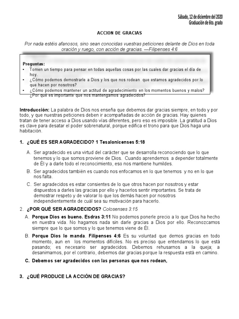 Accion de Gracias | PDF | Dios