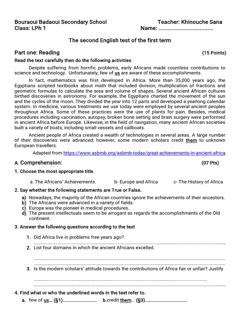 Ancient Civilization Test | PDF | Mathematics | Medicine