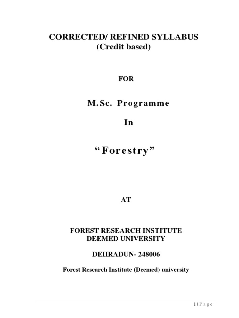 M SC Forestry Syllabus (New Revised) | PDF | Soil | Ecology