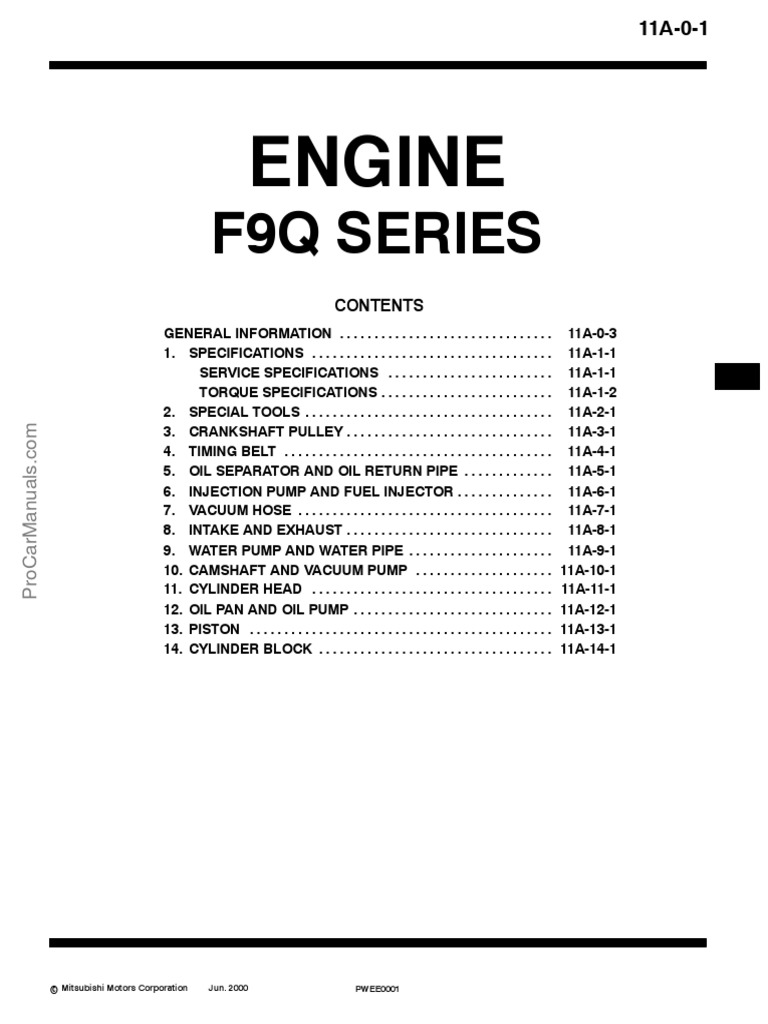 Mitsubishi Engine F9Q Series Workshop Manual | PDF | Internal ...