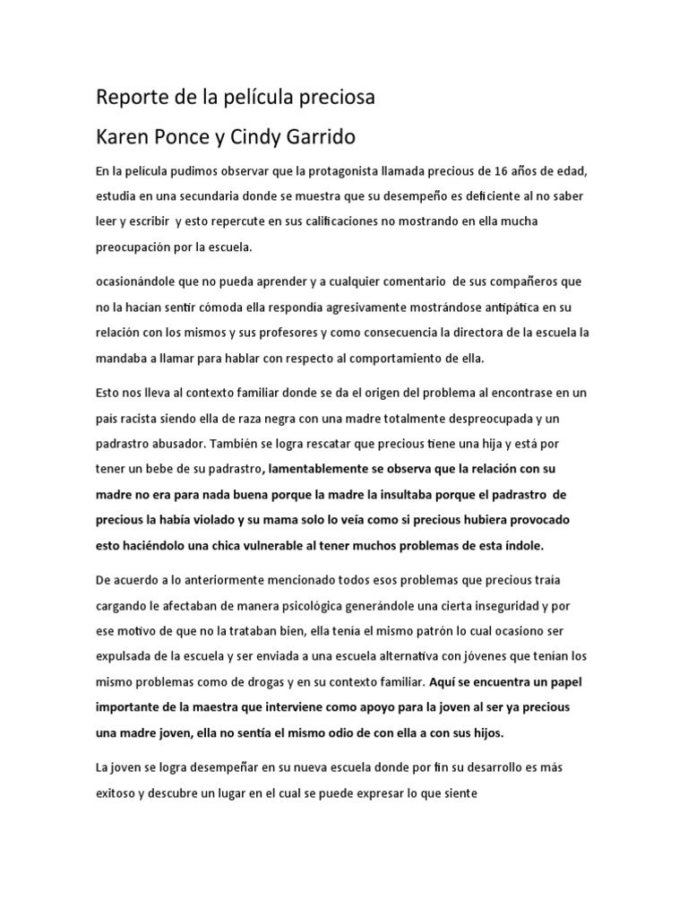 Analisis Pelicula Precious | PDF