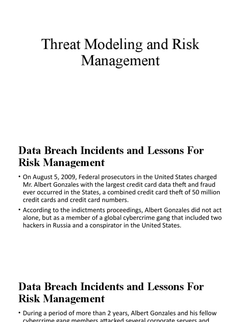 4 1 Threat Modeling And Risk Management Pdf Threat Computer Vulnerability Computing