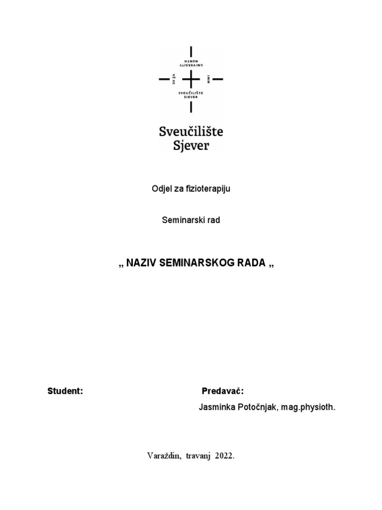 Naslovnica Seminara | PDF