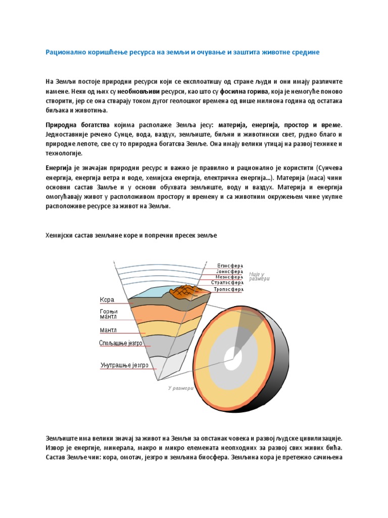 Racionalno Koriscenje Resursa Na Zemlji I Ocuvanje I Zastita Zivotne Sredine | PDF