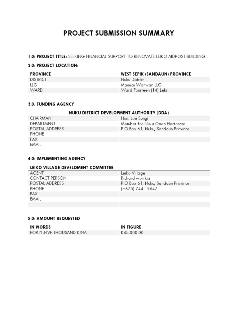 Submission Summary | PDF | Health Care | Social Programs