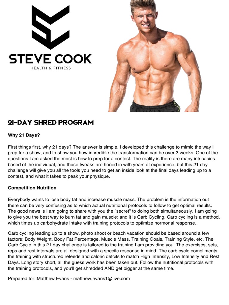 21-Day Shred Program Nutrition and Workout Plan | PDF | Glycogen | Food Energy