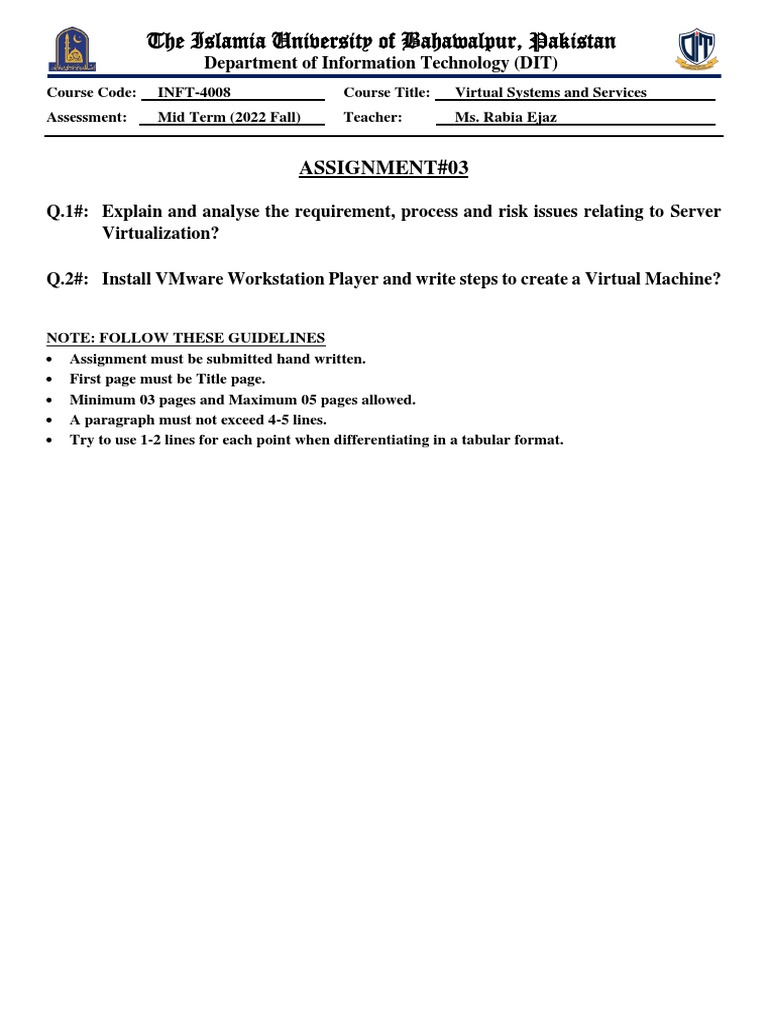 Assignment#03 - Virtual Systems and Services | PDF | Business ...