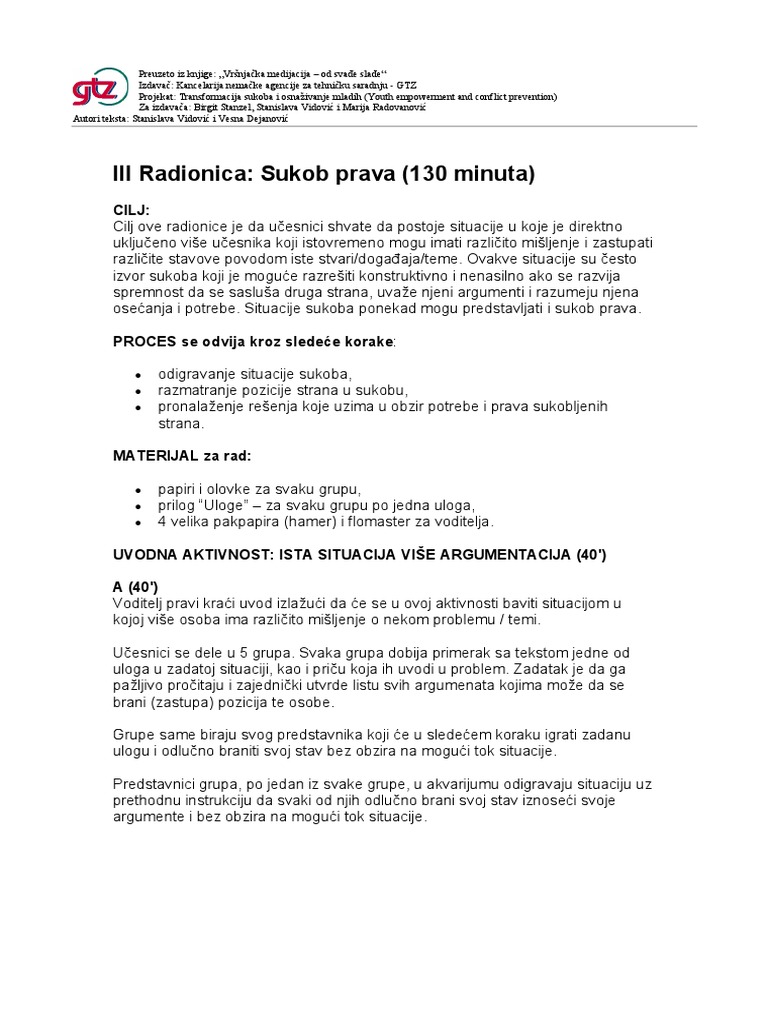 III Radionica Sukob Prava | PDF