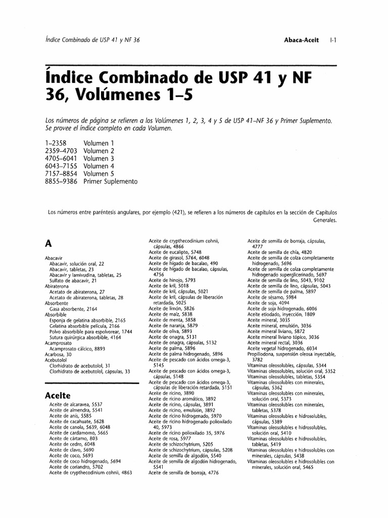Indice Usp 41 | PDF | Etanol | Ácido clorhídrico