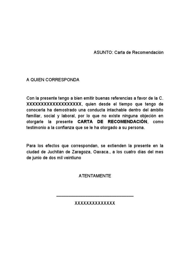 Carta de Recomendacion | PDF