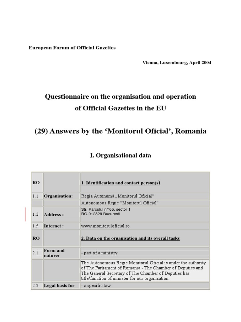 Answers by The Monitorul Oficial', Romania | PDF | Copyright | Government