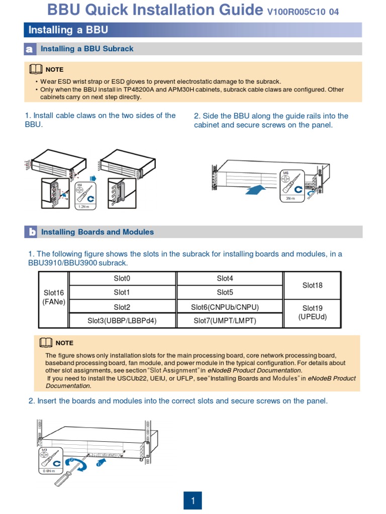 BBU Quick Installation Guide (V100R005C10 - 04) (PDF) - EN | PDF ...