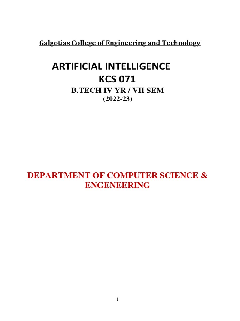 Unit Ii Ai Kcs071 Pdf Theoretical Computer Science Algorithms And Data Structures