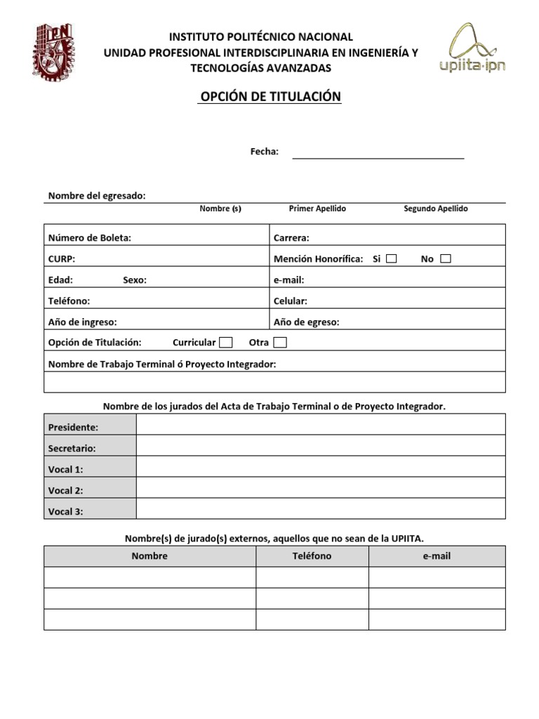 Formato de Opcion de Titulacion | PDF Formato de Opcion de Titulacion | PDF