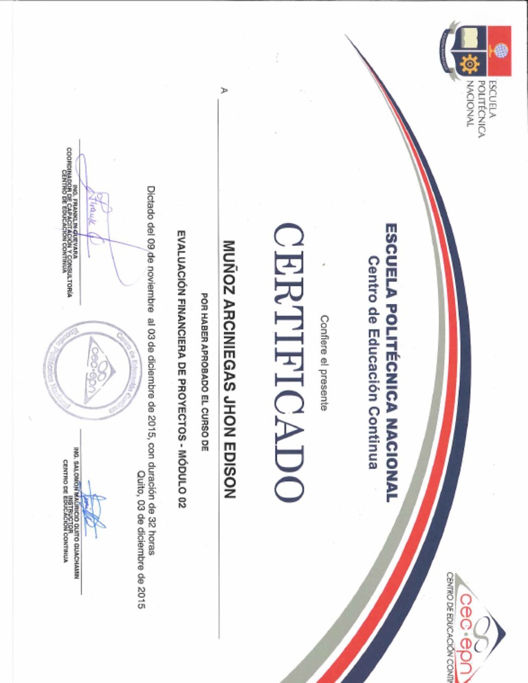 Certificado - Diseño y Formulación de Proyectos - Módulo 2 John | PDF