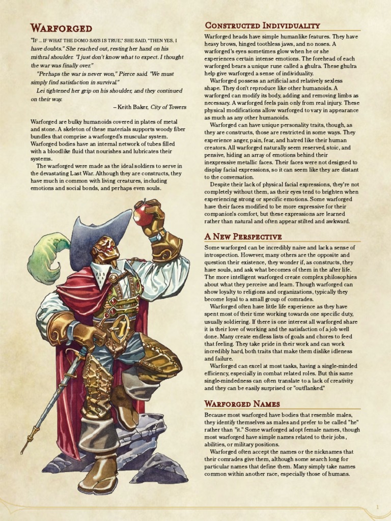 Warforged Race - Final V3 | PDF | Dungeons & Dragons | D20 System