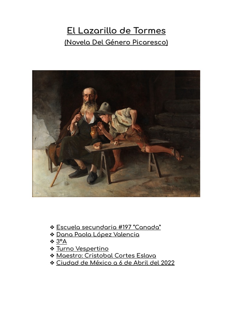 Lazarillo de Tormes novela picaresca | PDF | Novelas