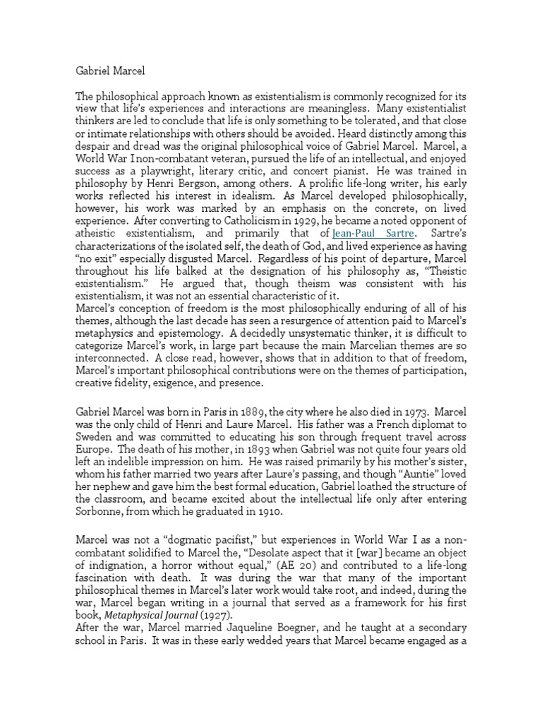 Gabriel Marcel | PDF | Existentialism | Self