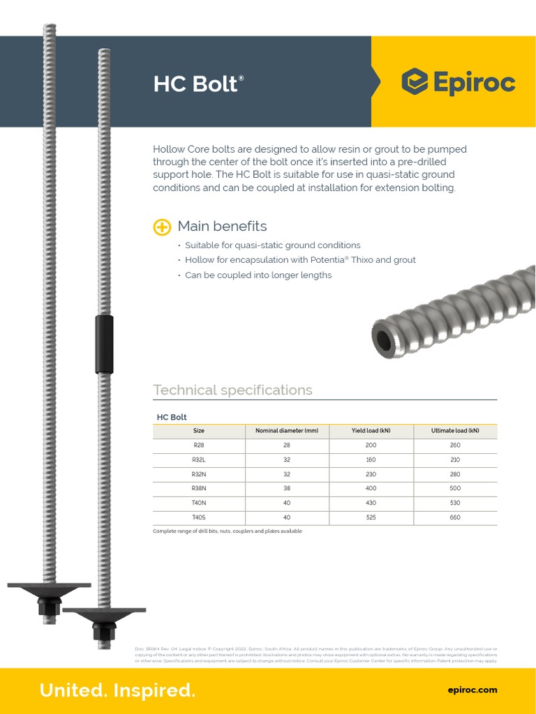 Epiroc HC Bolt Brochure | PDF | Screw | Civil Law (Common Law)