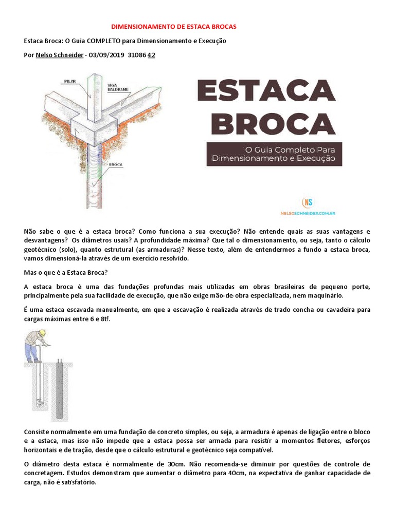 Estaca Broca | PDF | Fundação profunda | Concreto