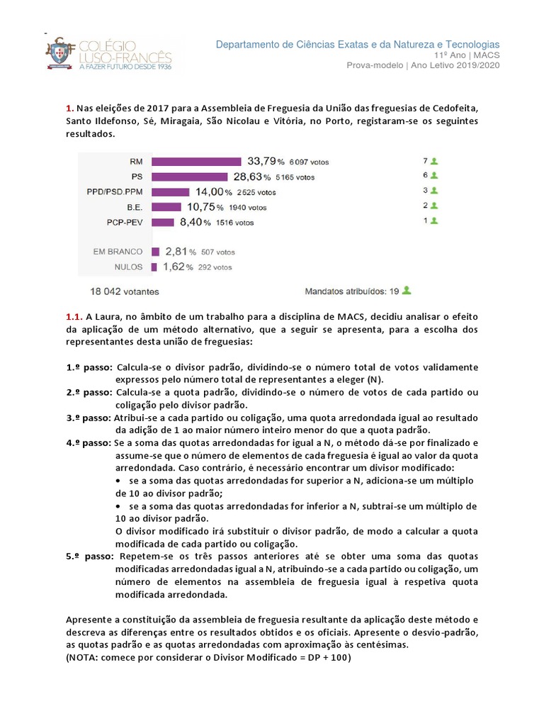 Prova Modelo Macs 2 | PDF | Margem de erro
