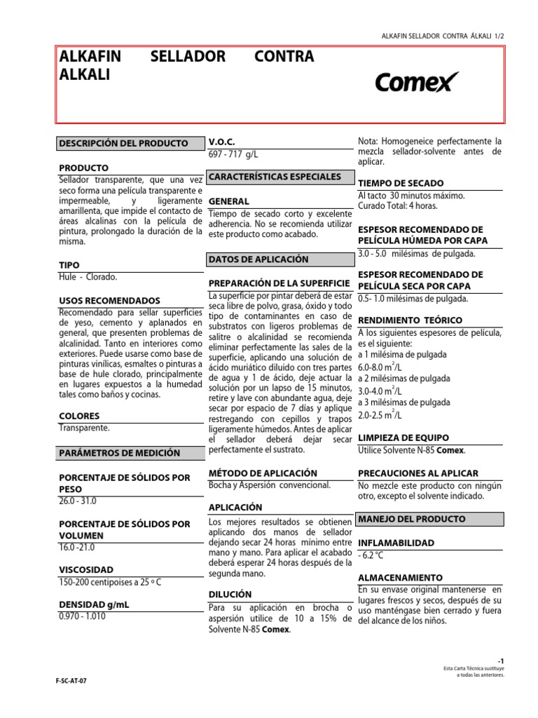 ALKAFIN-SELLADOR-CONTRA-ALKALI Comex | PDF | Pintar | Química