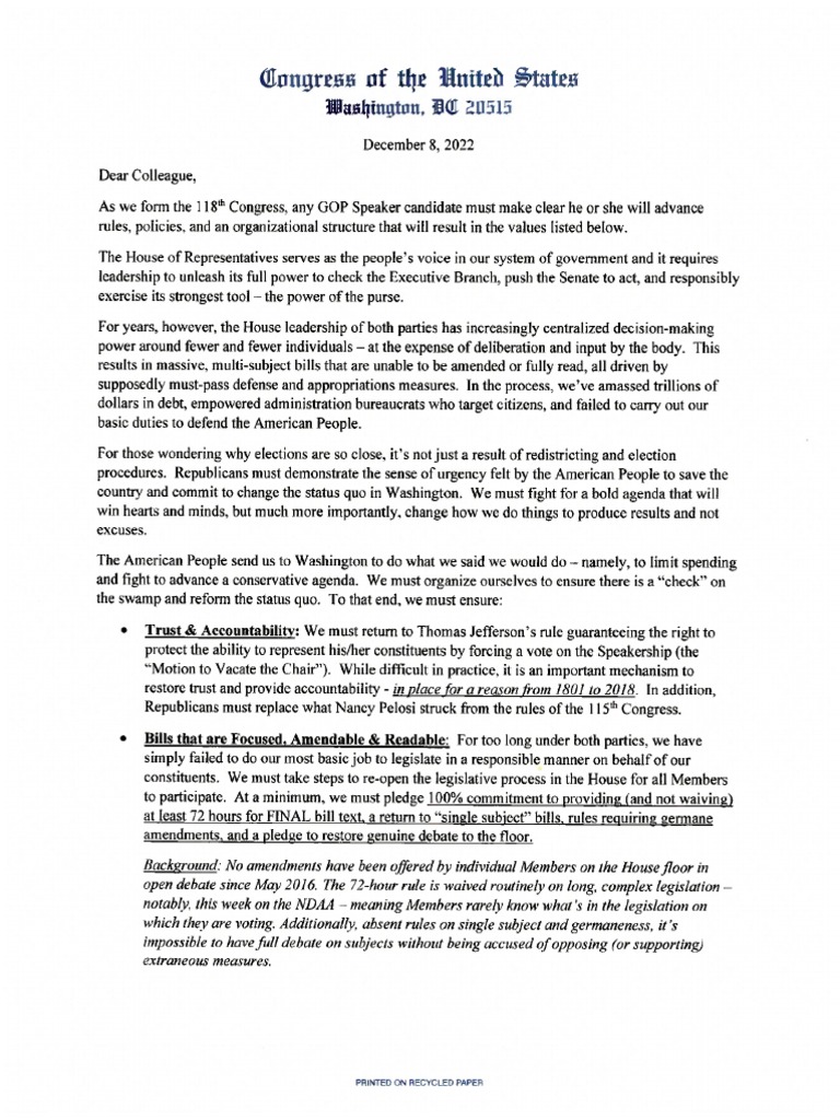 Chip Roy Republican Letter | PDF