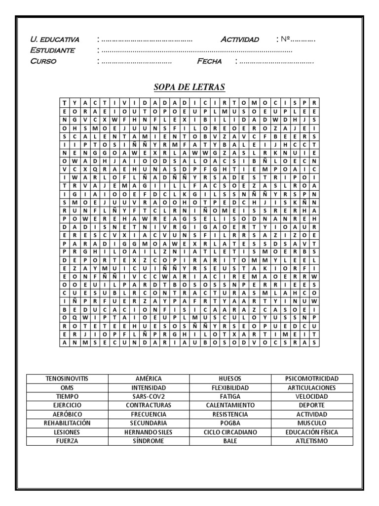 Sopa de Letras | PDF | Recreación | Ciencias de la Salud