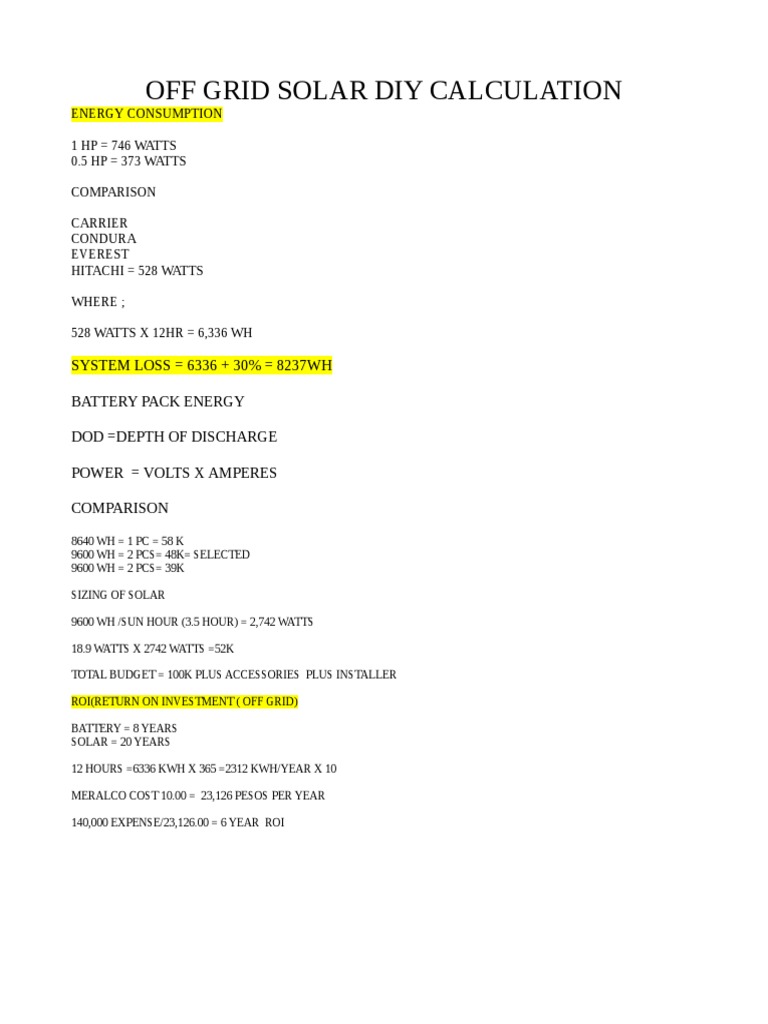 Solar Calculation For 0.5 HP | PDF