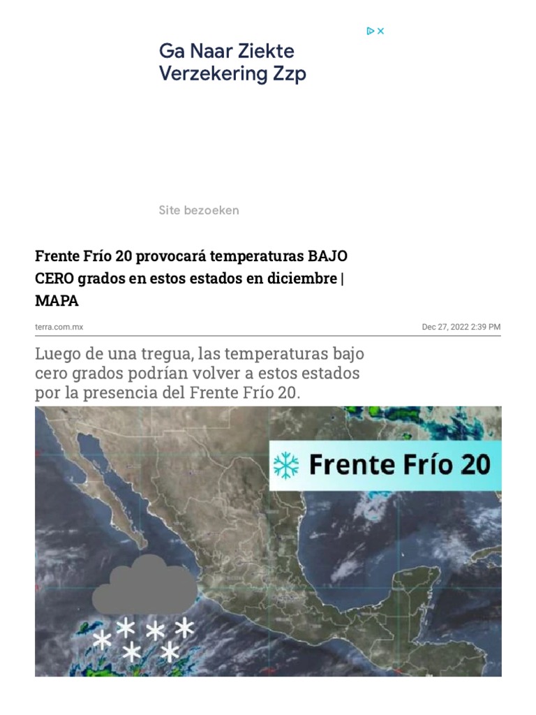 Frente Frío 20 Provocará Temperaturas BAJO CERO Grados en Estos | PDF ...