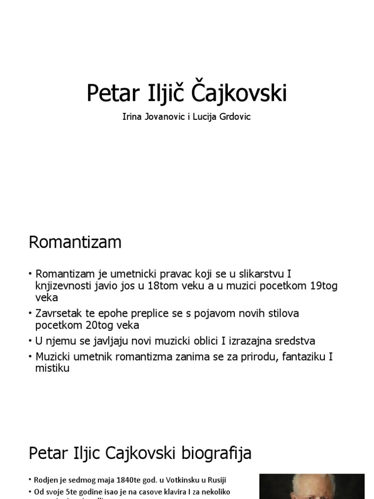 Petar Iljič Čajkovski Lucija Grdovic I Irina Jovanovic | PDF